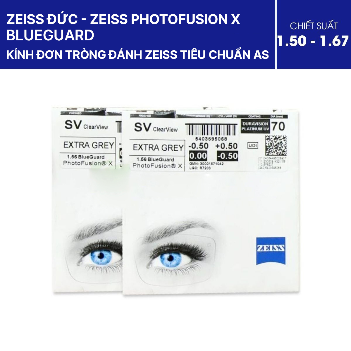 Tròng Kính Zeiss Kính Đơn Tròng Đánh Tiêu Chuẩn AS PhotoFusion X ...